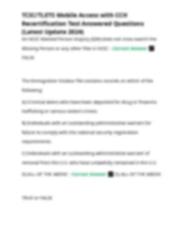 TCIC/TLETS Mobile Access with CCH Recertification Test: Questions and ...