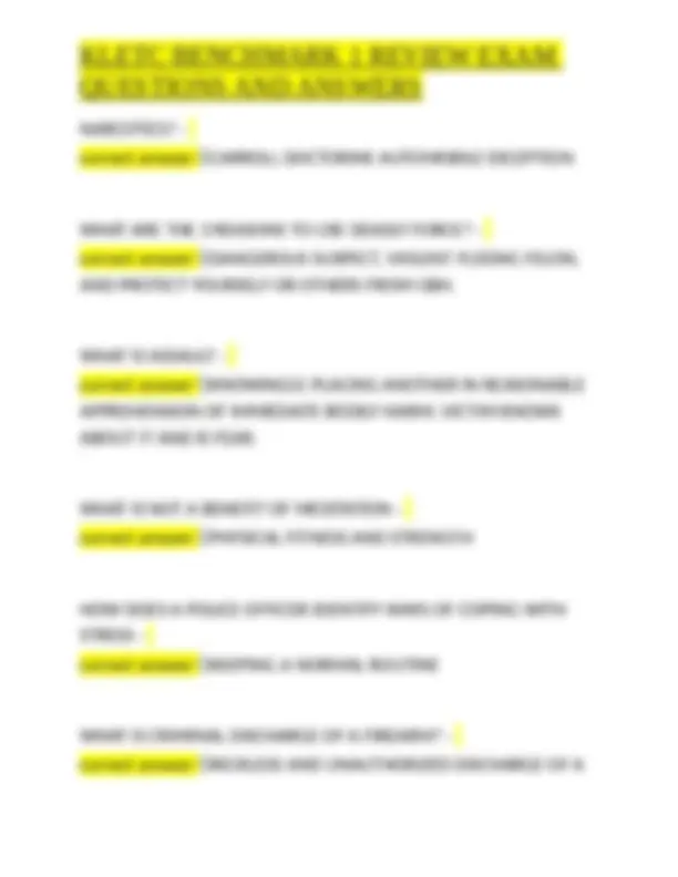 KLETC Benchmark 1 Review: Law Enforcement Procedures | Exams ...