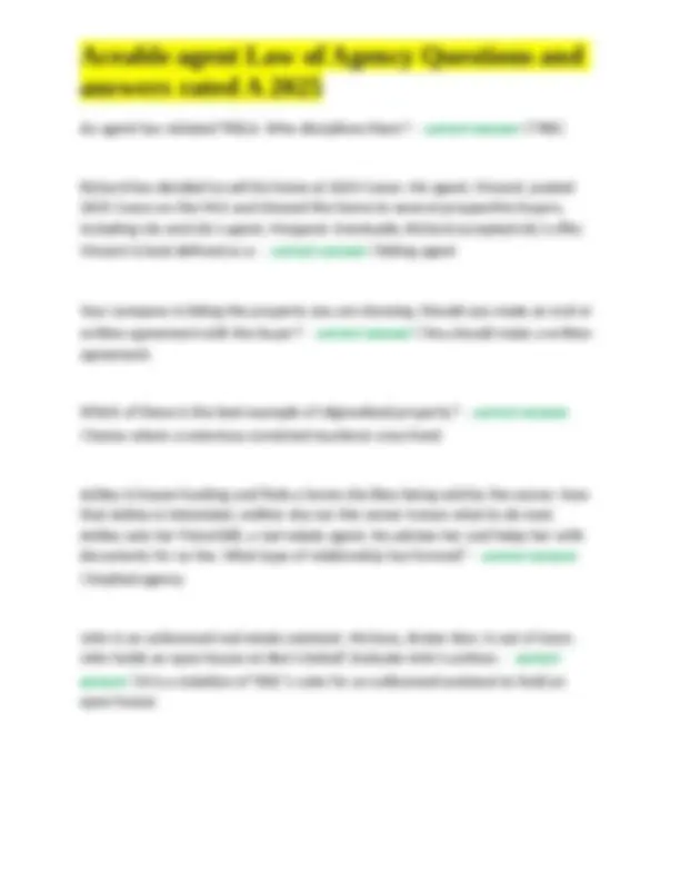 Aceable Agent Law of Agency: Questions and Answers | Exams Nursing ...