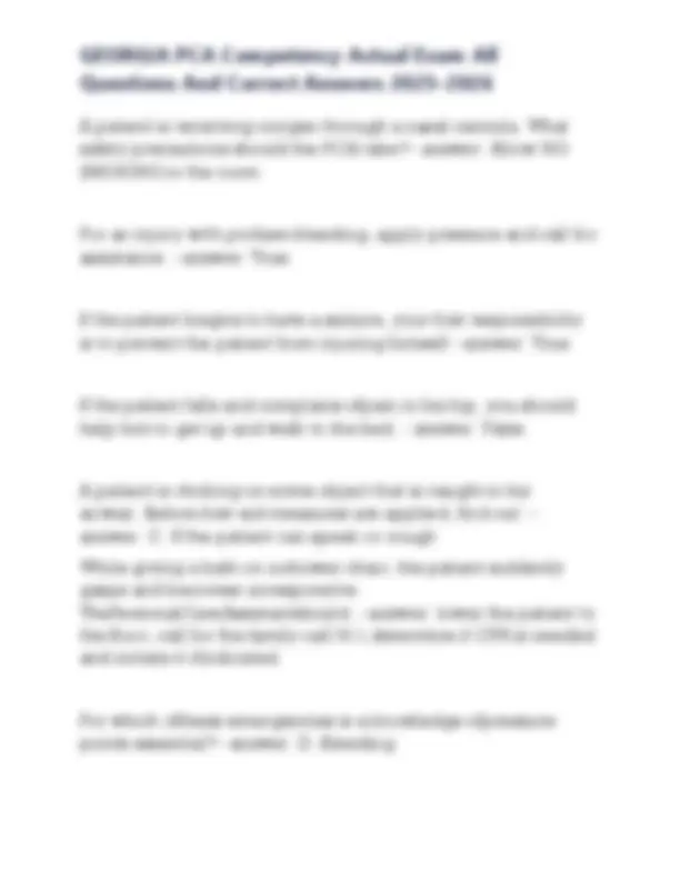 Georgia PCA Competency Exam: Questions and Answers for Personal Care ...