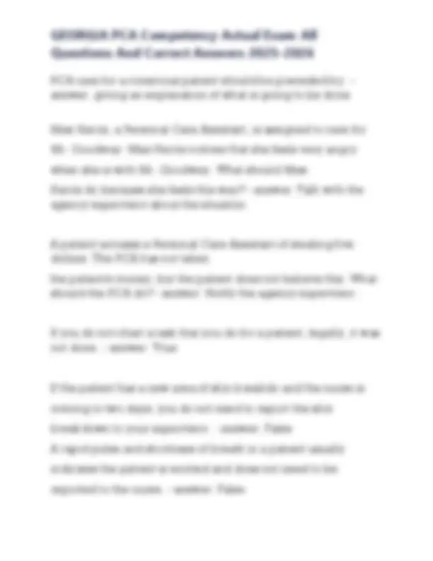 Georgia PCA Competency Exam: Questions and Answers for Personal Care ...