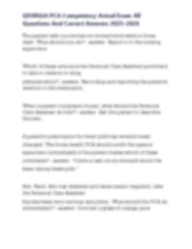 Georgia PCA Competency Exam: Questions and Answers for Personal Care ...