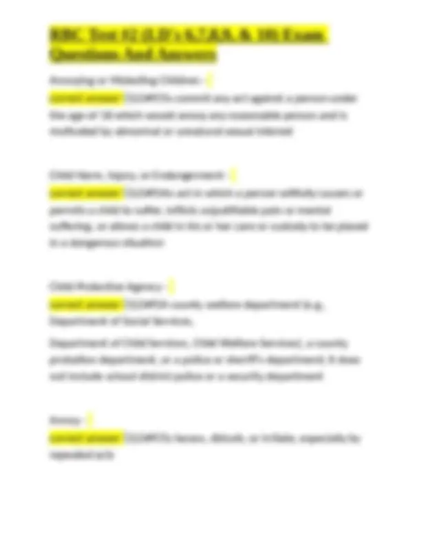 RBC Test #2 (LD's 6,7,8,9, & 10) Exam Questions And Answers | Exams Law ...