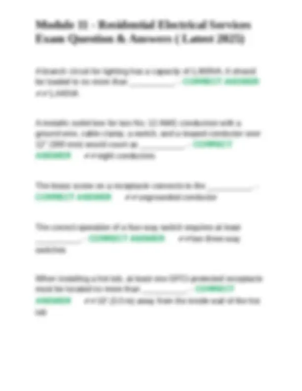 Residential Electrical Services Exam Questions and Answers | Exams ...