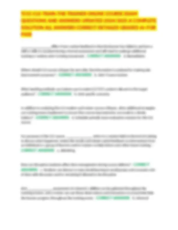 TCCC-CLS TRAIN-THE-TRAINER ONLINE COURSE EXAM QUESTIONS AND ANSWERS ...