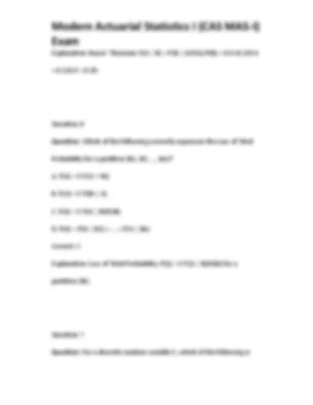 Modern Actuarial Statistics I (CAS MAS-I) Exam | Exams Technology | Docsity