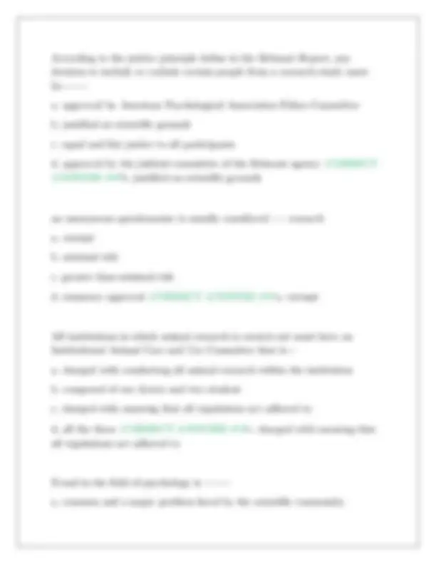 Research Methods Exam: Multiple Choice Questions and Answers | Exams ...