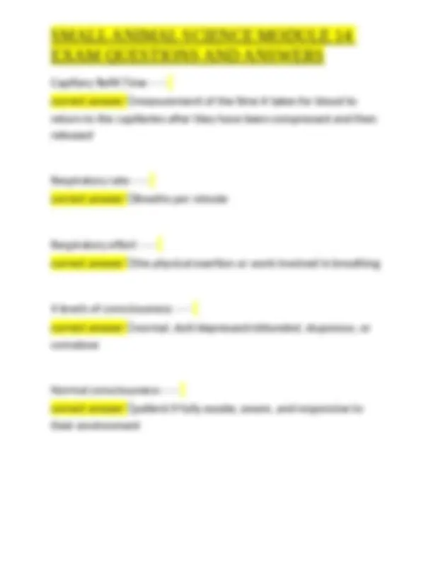 Small Animal Science Exam: Triage, Emergencies, Patient Assessment ...