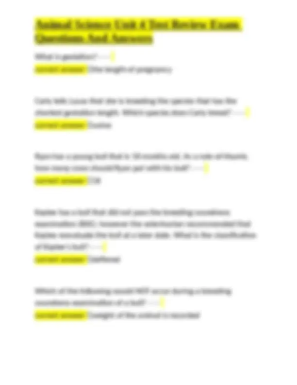 Animal Science Unit 4 Test Review Exam Questions And Answers | Exams ...