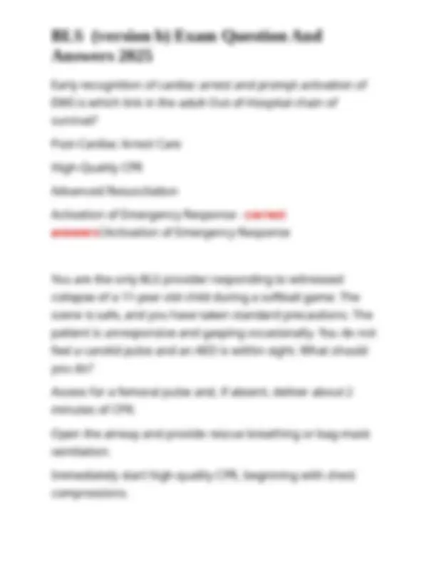 BLS (version b) Exam Question And Answers 2025 | Exams Nursing | Docsity