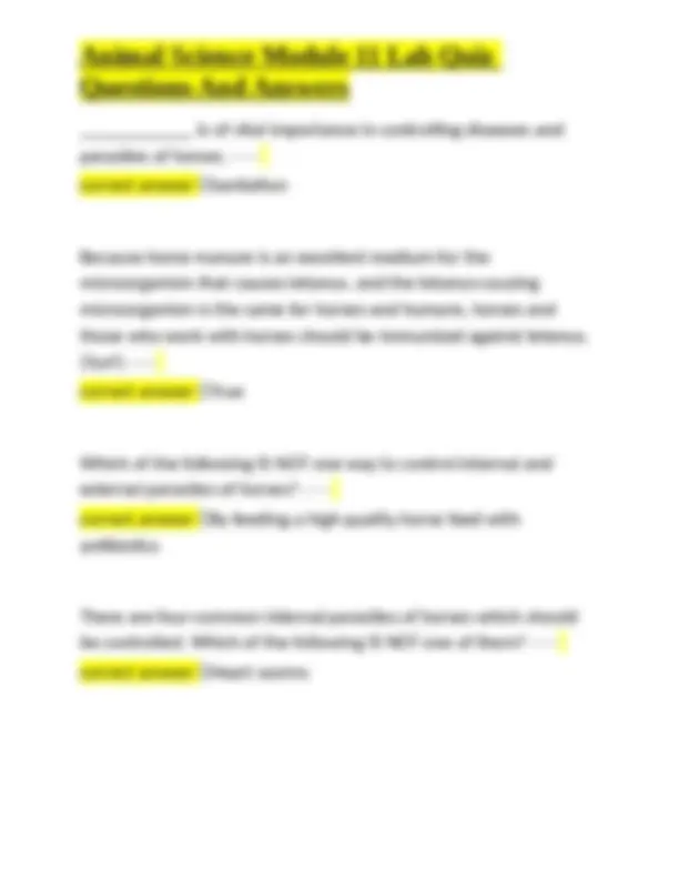 Animal Science Module 11 Lab Quiz Questions And Answers | Exams Animal Anatomy and Physiology ...