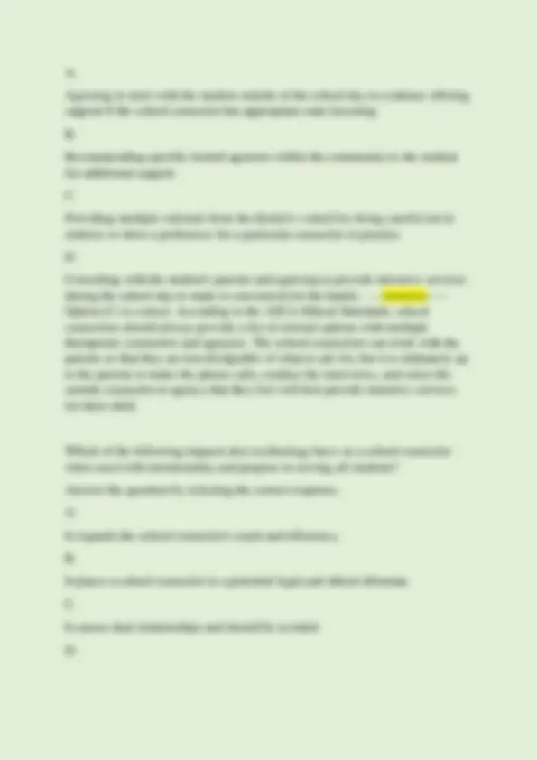 Praxis 5422 Practice Exam Questions and Answers: School Counseling ...