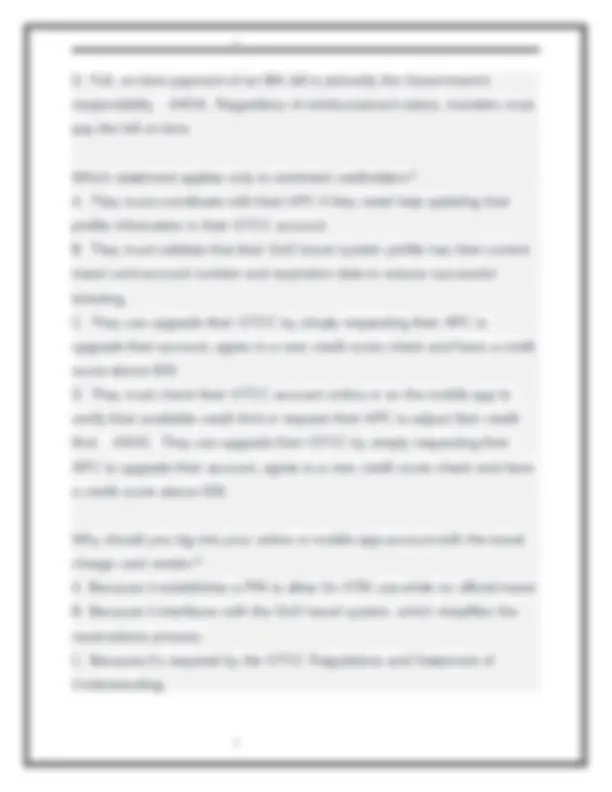 Travel Card Program Quiz: Questions and Answers | Exams Aviation | Docsity