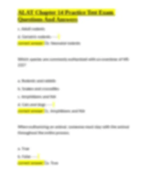 ALAT Chapter 14 Practice Test Exam Questions And Answers | Exams Animal ...