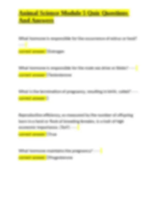 Animal Science Module 5 Quiz Questions And Answers | Exams Animal ...