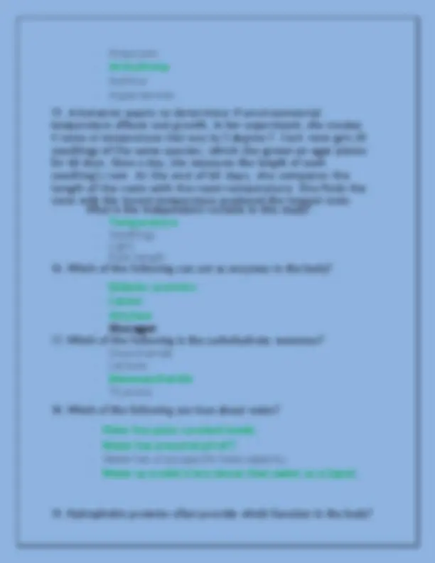 Test Bank: Biology, Chemistry, Anatomy, and Physiology Questions and ...