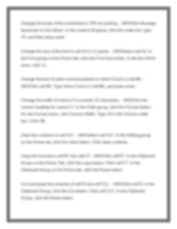 Excel Module 1 SAM Training Questions and Correct Answers | Exams Computer Programming | Docsity