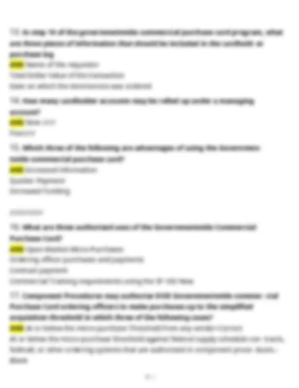 CLG 0010 DOD GOVERNMENTWIDE COMMERCIAL CARD EXAM QUESTIONS AND ANSWERS ...