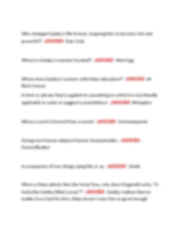 THE GREAT GATSBY, THE GREAT GATSBY QUESTIONS AND CORRECT DETAILED ...