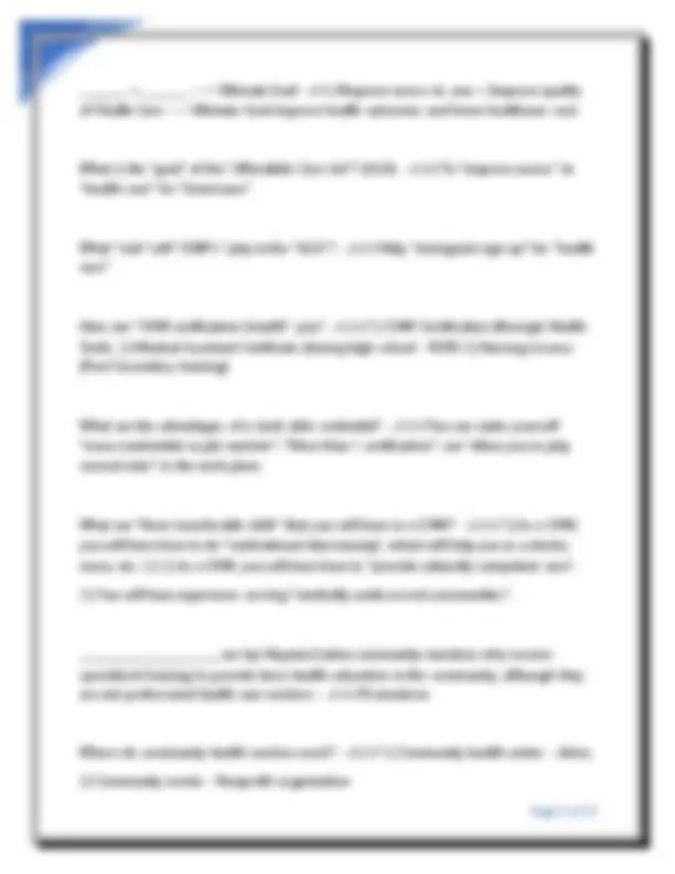 CHW Exam (77 Questions) With all Correct & Verified Answers Latest ...