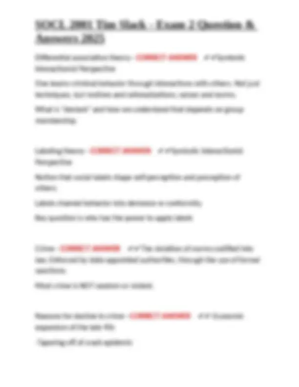 SOCL 2001 Tim Slack - Exam 2 Question & Answers 2025 | Exams Nursing ...