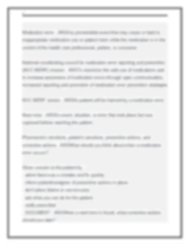 Medication Errors and Prevention Quiz 2025-2026. Questions & Correct Answers. Graded A | Exams ...