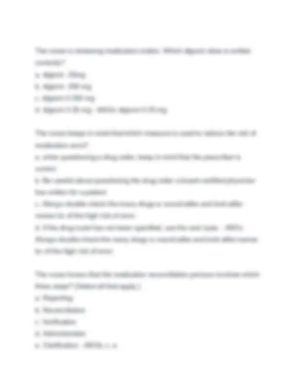 Pharm - Ch. 5; Medication Errors- Preventing and Responding - NCLEX Questions with Answers ...