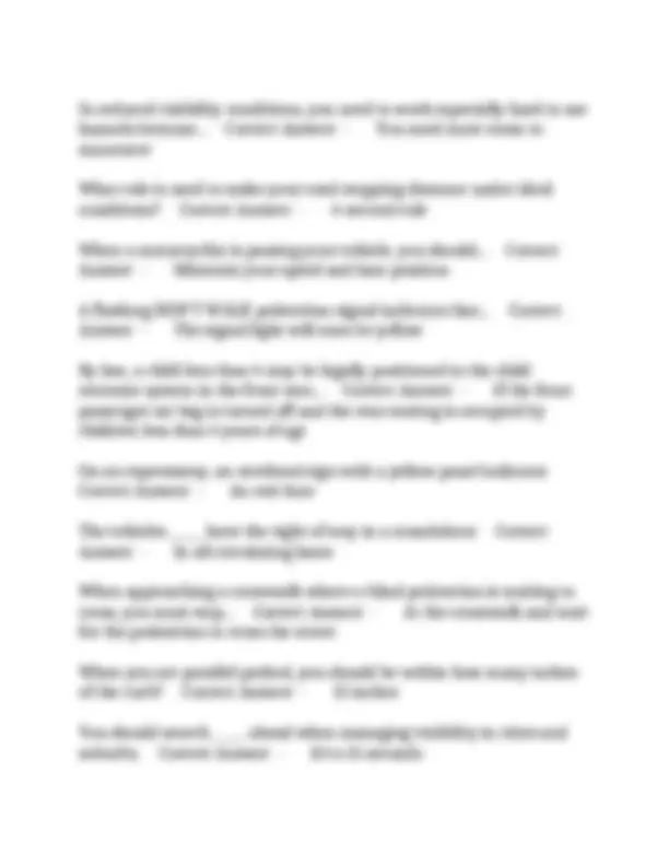 Courtesy Driving School Pre-Performance Test: Questions With Fully ...