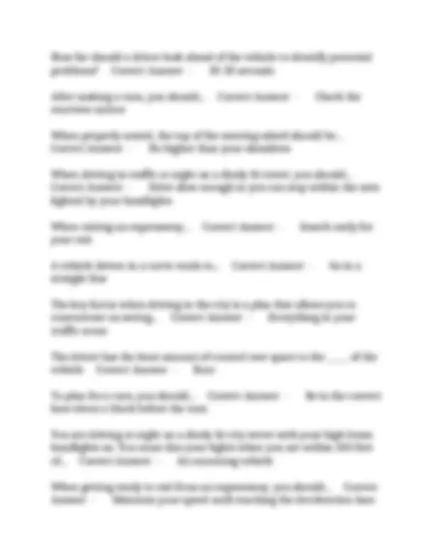 Courtesy Driving School Pre-Performance Test: Questions With Fully ...