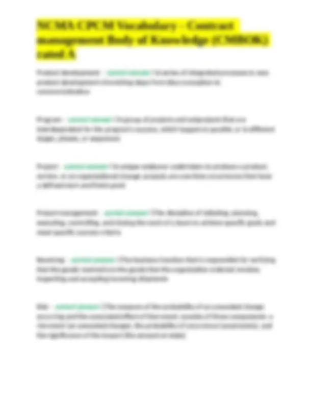 NCMA CPCM Vocabulary - Contract management Body of Knowledge (CMBOK ...