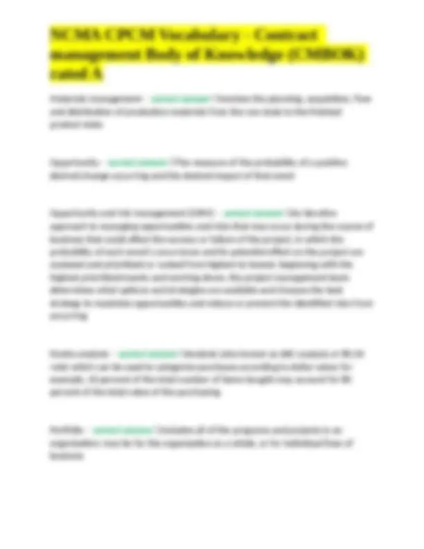 NCMA CPCM Vocabulary - Contract management Body of Knowledge (CMBOK ...