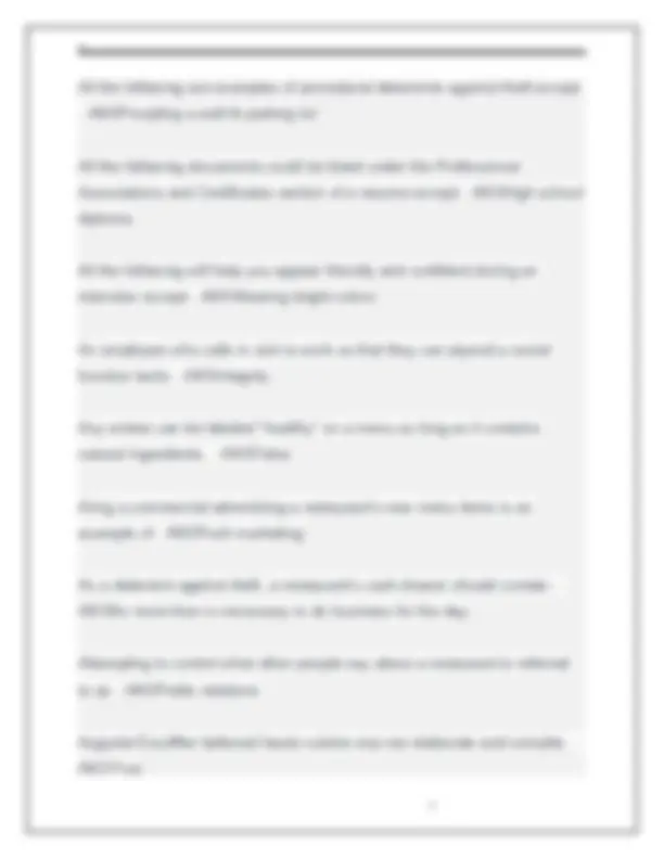 Intro to Culinary Arts: Final Exam Review Latest Edition 2025-2026 ...