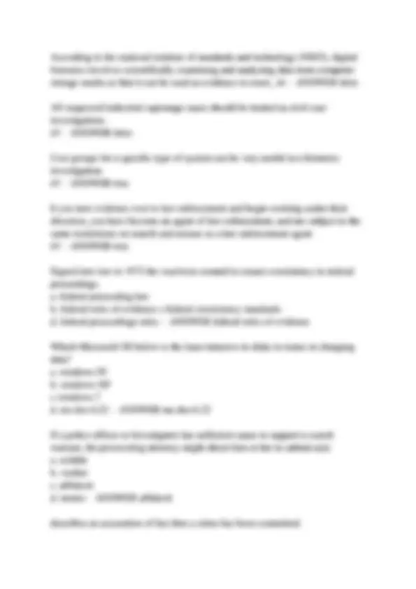 Digital Forensics Final Exam Questions and Answers | Exams Computer Science | Docsity