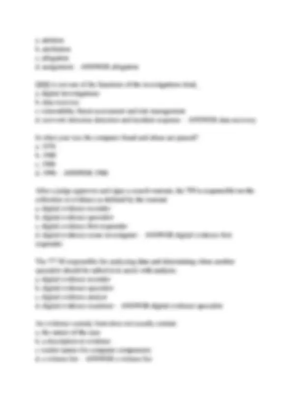 Digital Forensics Final Exam Questions and Answers | Exams Computer ...