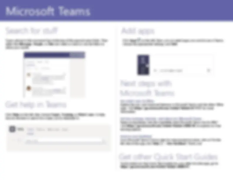 Teams Cheat sheet - Quick starter guide | Cheat Sheet Technology | Docsity