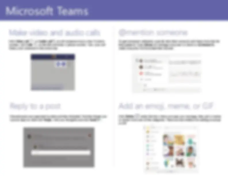 Teams Cheat sheet - Quick starter guide | Cheat Sheet Technology | Docsity