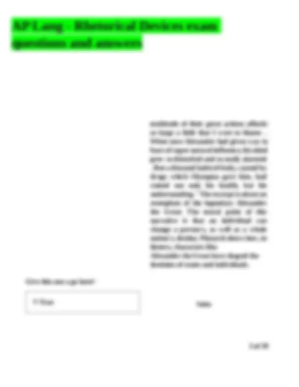 AP Lang - Rhetorical Devices exam questions and answers.docx | Exams ...