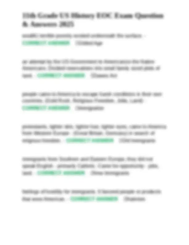 11th Grade US History EOC Exam Question & Answers 2025 | Exams Nursing ...