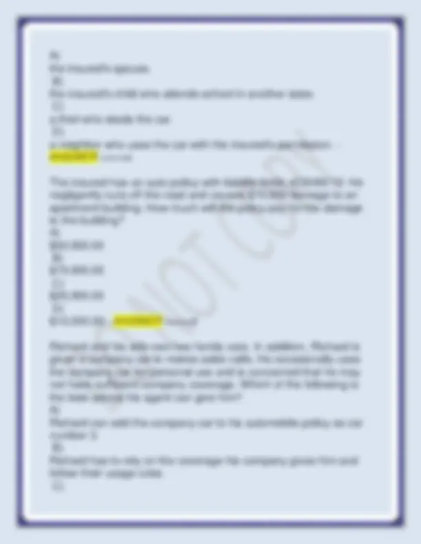 CISR Exam Prep: Insuring Personal Auto Exposures - Questions and ...