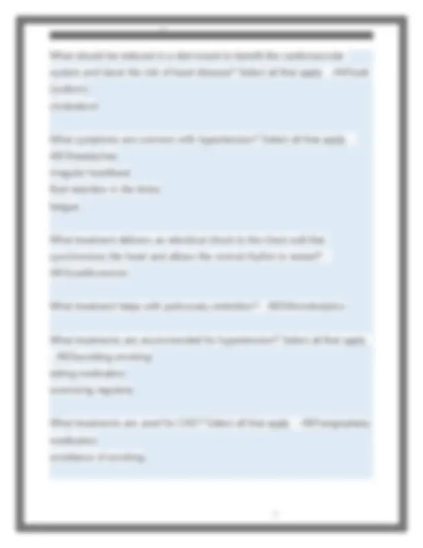 Common Diseases and Disorders of the Cardiovascular System Test 2025 ...