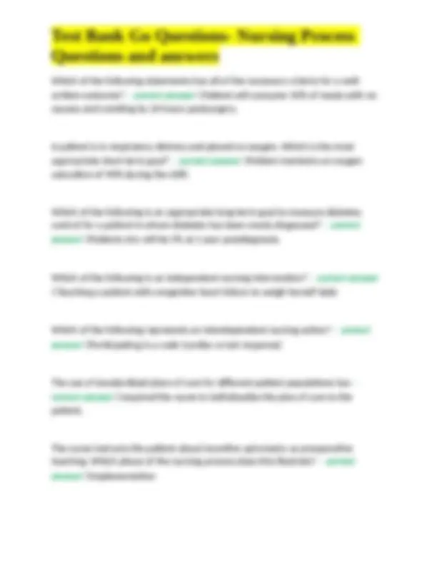 Test Bank Go Questions- Nursing Process Questions and answers | Exams ...