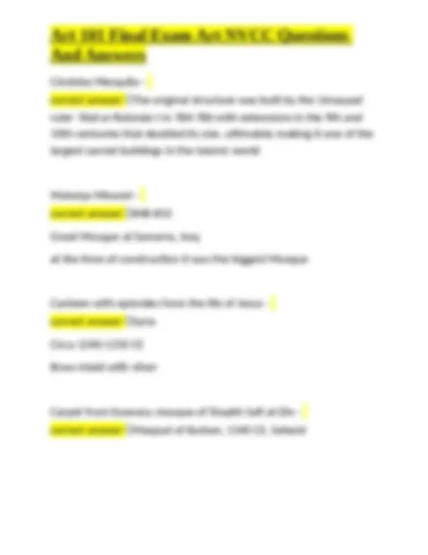 Art 101 Final Exam Art NVCC Questions And Answers | Exams Art | Docsity