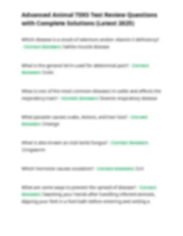 Advanced Animal TEKS Test Review Questions with Complete Solutions ...