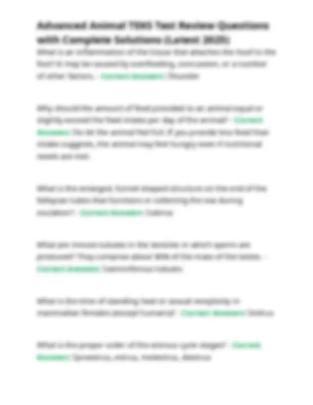 Advanced Animal TEKS Test Review Questions with Complete Solutions ...