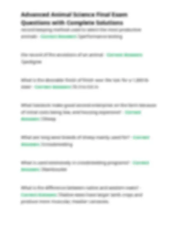 Advanced Animal Science Final Exam Questions with Complete Solutions ...
