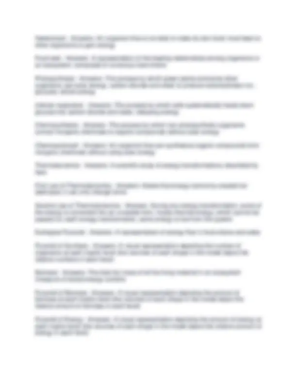 Biology 20 Energy and Matter Exchange in the Biosphere Exam Questions ...