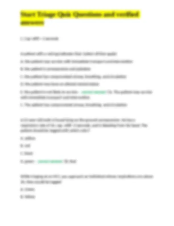 START Triage Quiz: Questions and Answers for Emergency Response | Exams ...