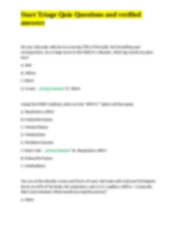 START Triage Quiz: Questions and Answers for Emergency Response | Exams ...