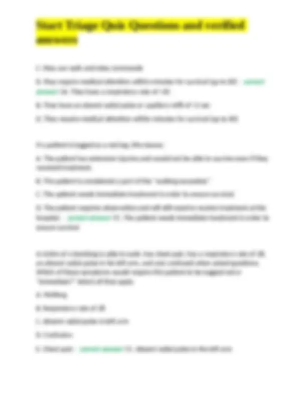 START Triage Quiz: Questions and Answers for Emergency Response | Exams ...