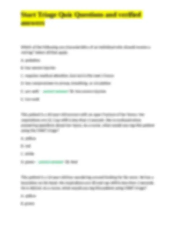 START Triage Quiz: Questions and Answers for Emergency Response | Exams ...